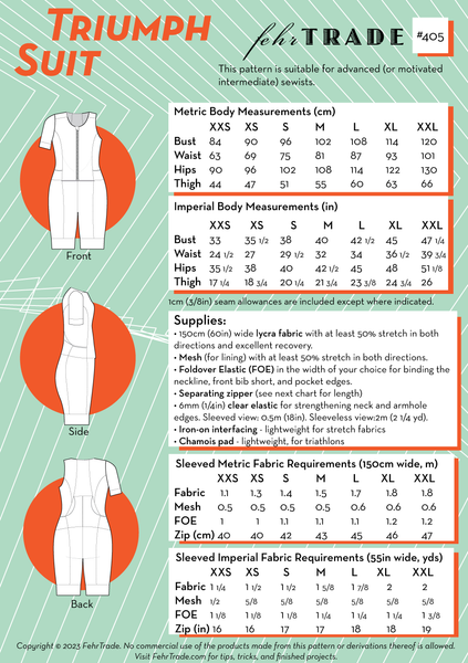 Triumph Suit - PDF trisuit sewing pattern – Fehr Trade